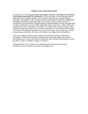 Theme and Variation Form