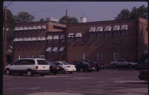 Photograph of the exterior of Kirkwood Public Library from the rear of ...