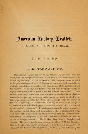 The Stamp Act, 1765