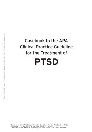 Casebook to the APA Clinical Practice Guideline for the treatment of PTSD